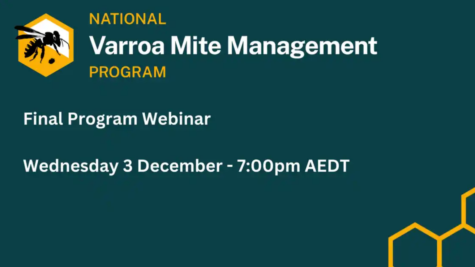 Final Program Webinar by National Varroa Mite Management Program | AUSVEG